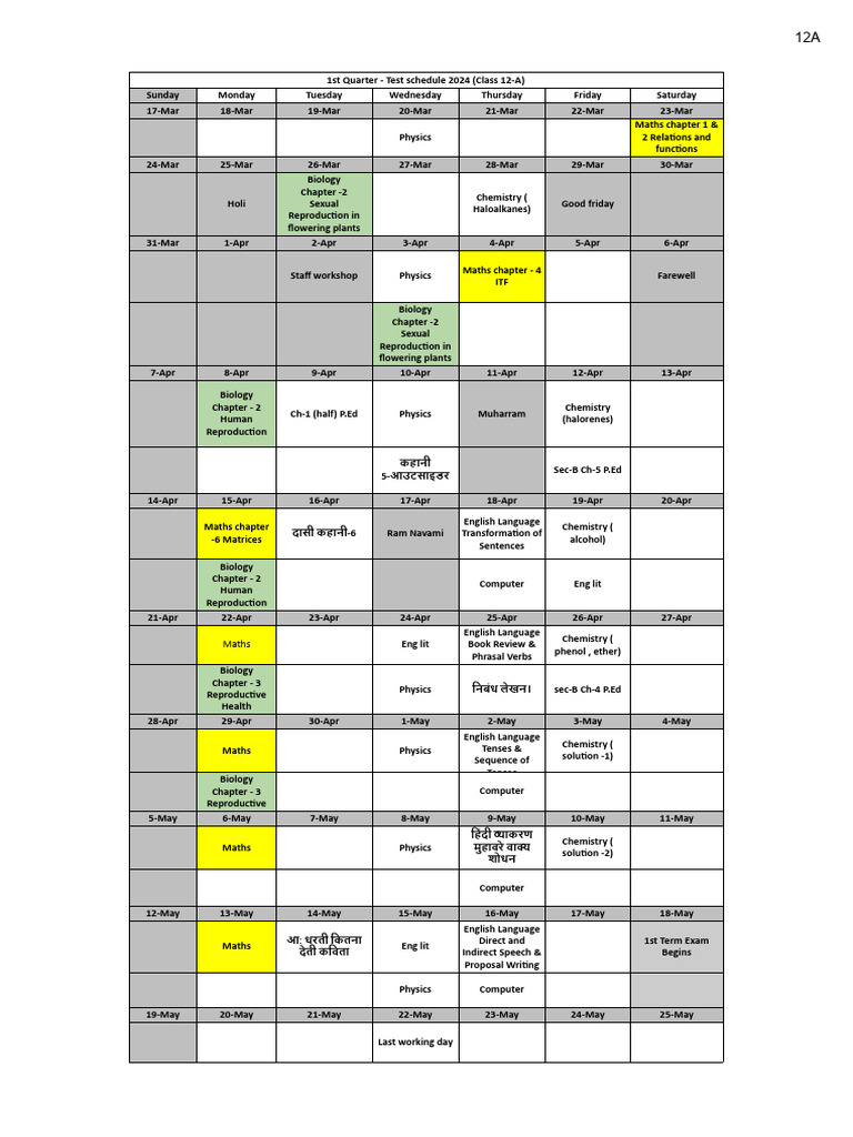 1st Quarter Exam Schedule 2025 | PDF | Language Mechanics | Syntax