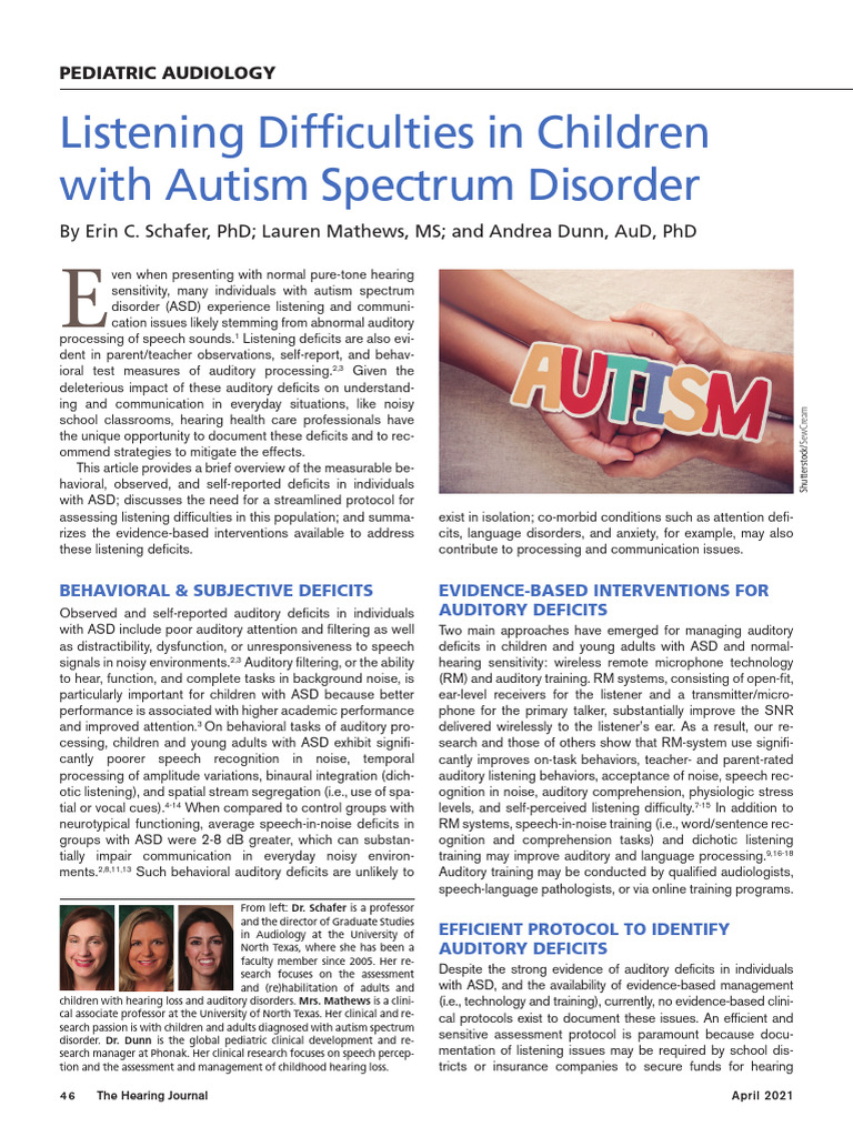 Listening Difficulties in Children With Autism.14 | PDF | Autism ...