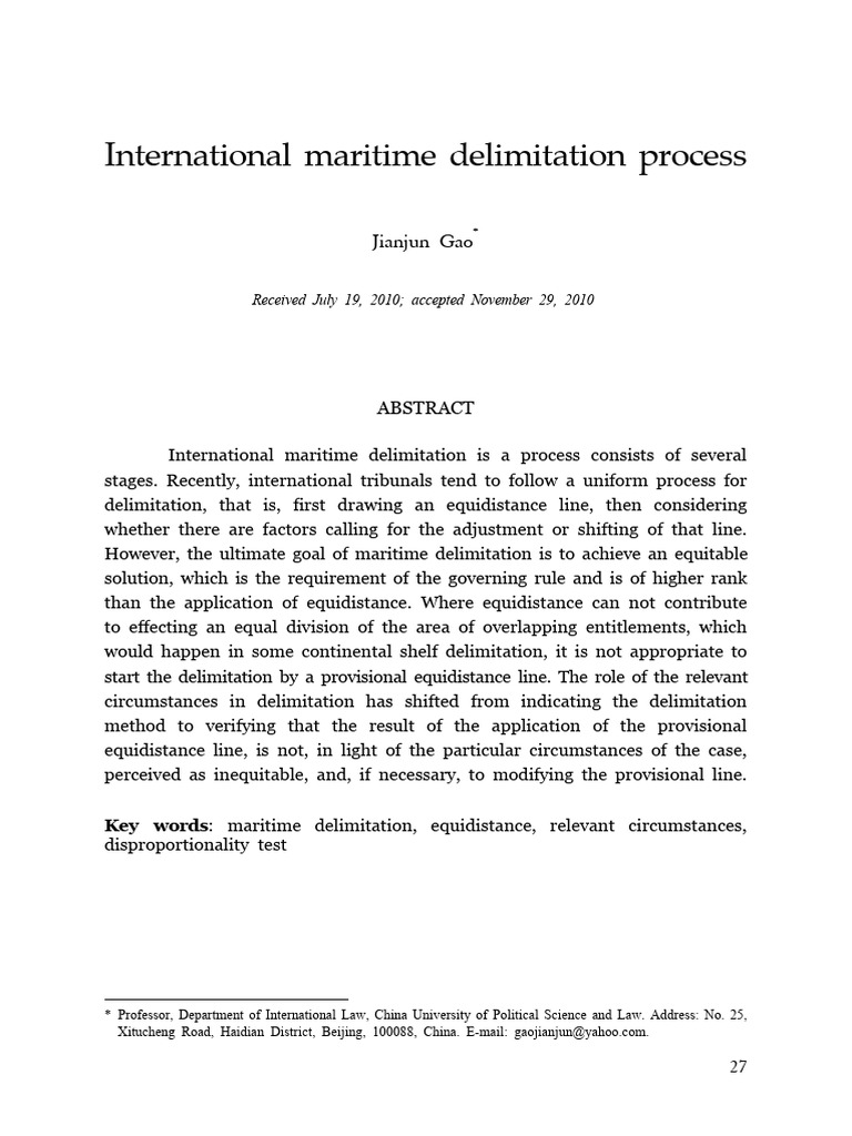 International Maritime Delimitation Process | PDF | Territorial Waters ...