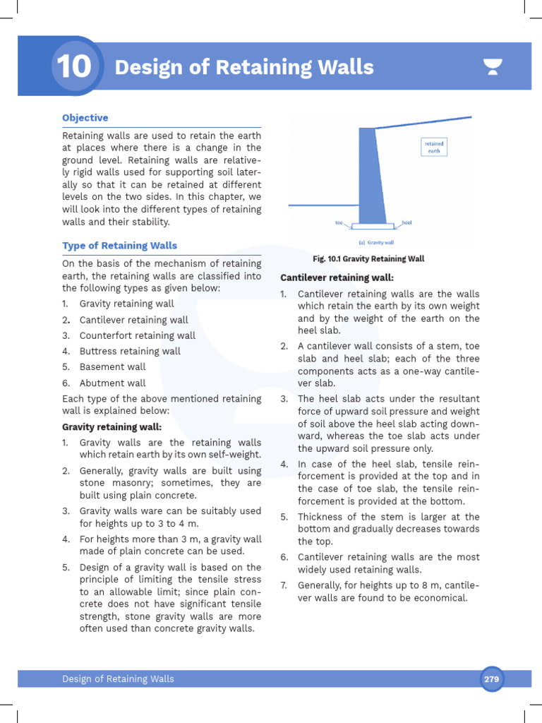 RCC (Ch-10 Retaining Walls) | PDF | Building Engineering | Structural Engineering