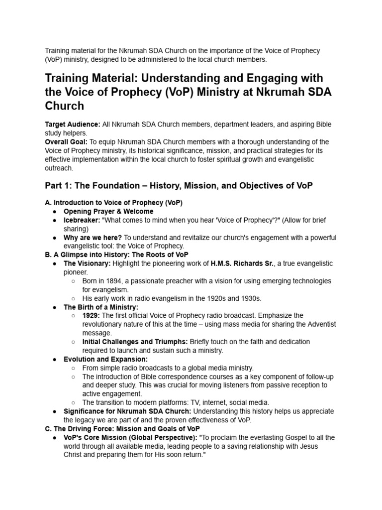 Engaging with Voice of Prophecy Ministry | PDF | Seventh Day Adventist ...