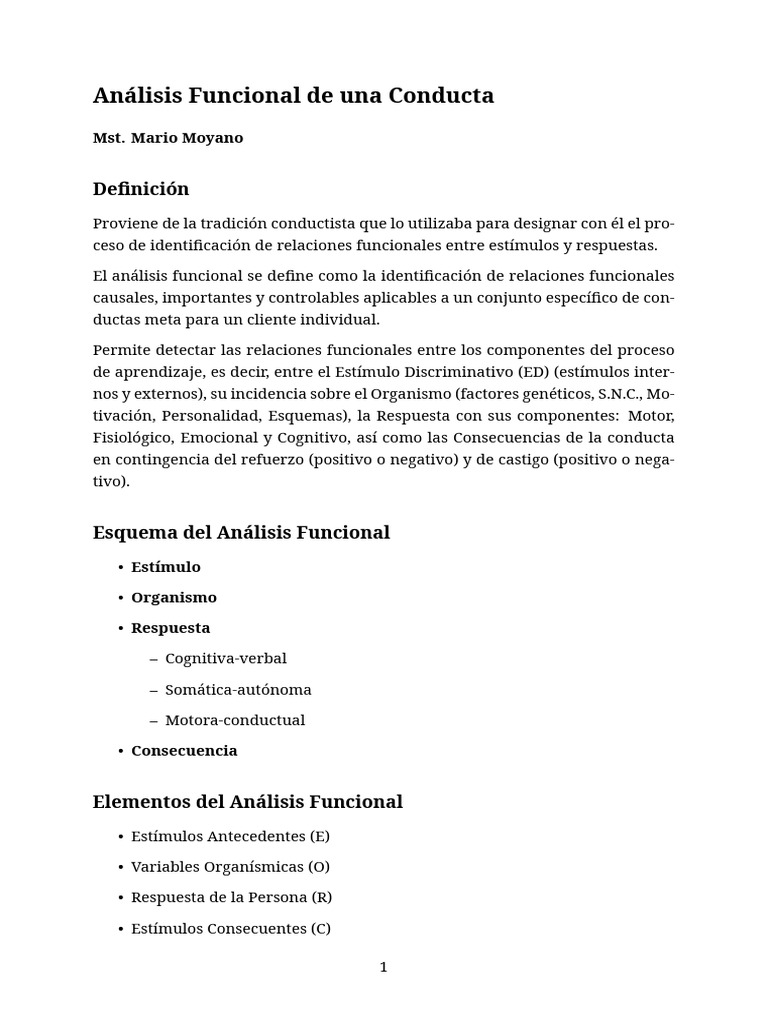 Análisis Funcional de Una Conducta: Definición | PDF | Comportamiento ...