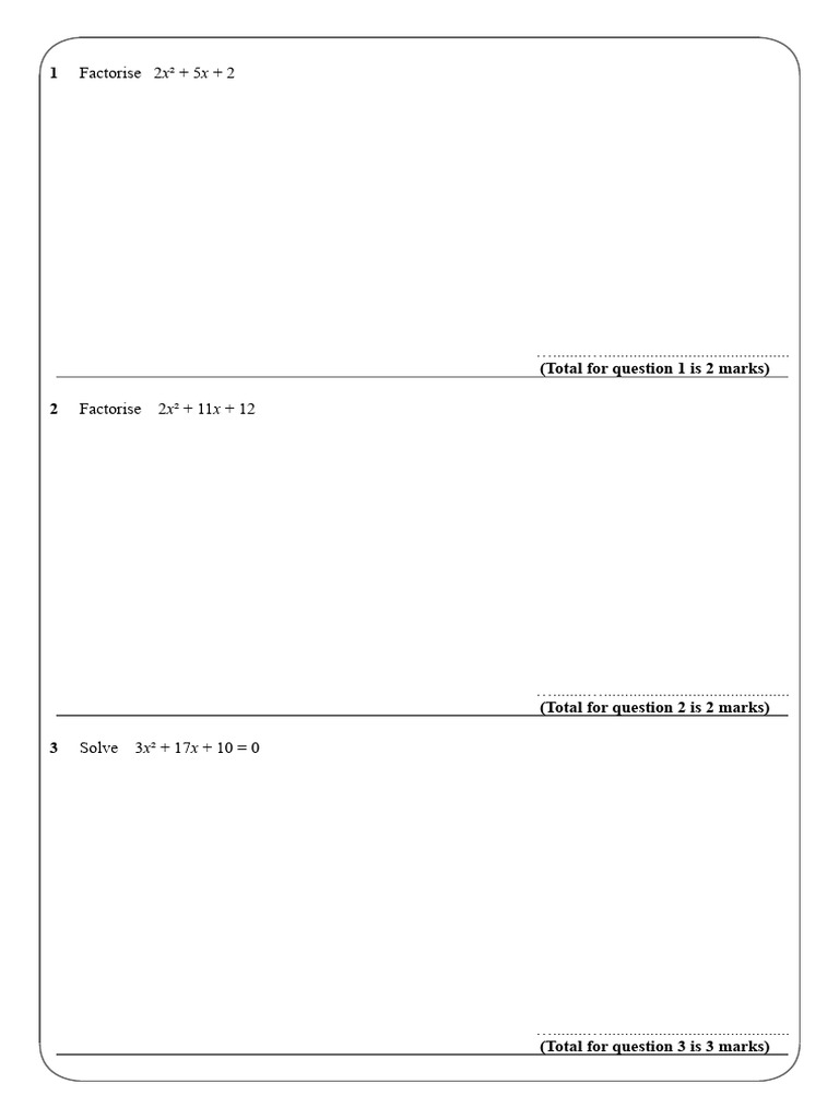 7 Factorising Harder Quadratics | PDF