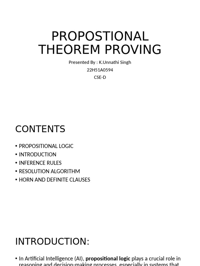 Propositional Theorem Proving in AI | PDF | Mathematical Logic | Logic
