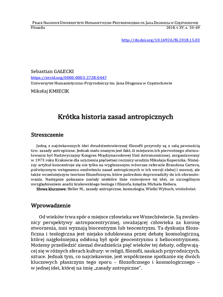 2018c - Krótka Historia Zasad Antropicznych | PDF