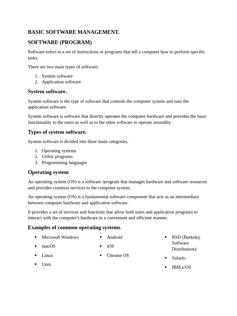 s4 Basic Software Management | PDF | Operating System | Computer File