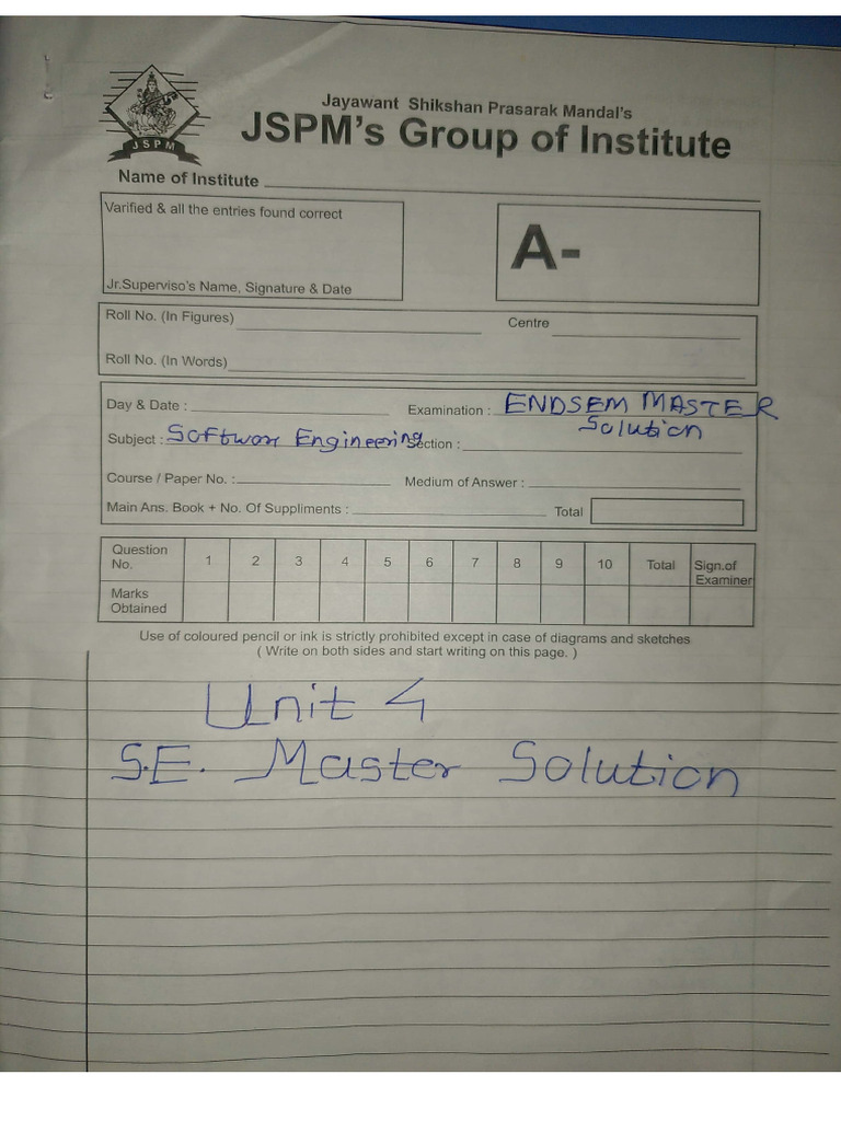 SE-Unit 4 Master Solution | PDF