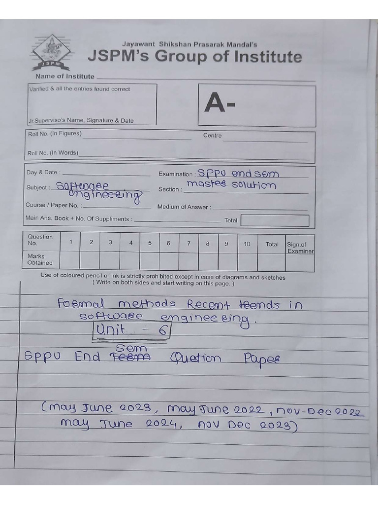 SE-Unit-6 Master Solution | PDF