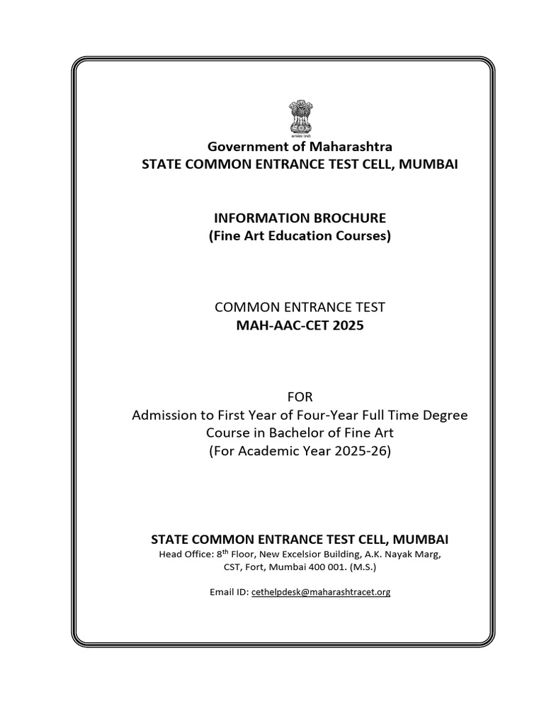 MAH-AAC-CET 2025 Information Brochure | PDF