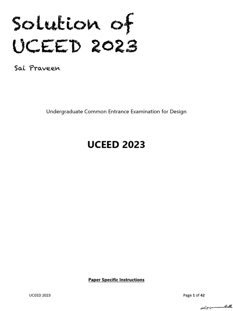 Uceed 2023 Question Paper With Answer Key | PDF | Multiple Choice