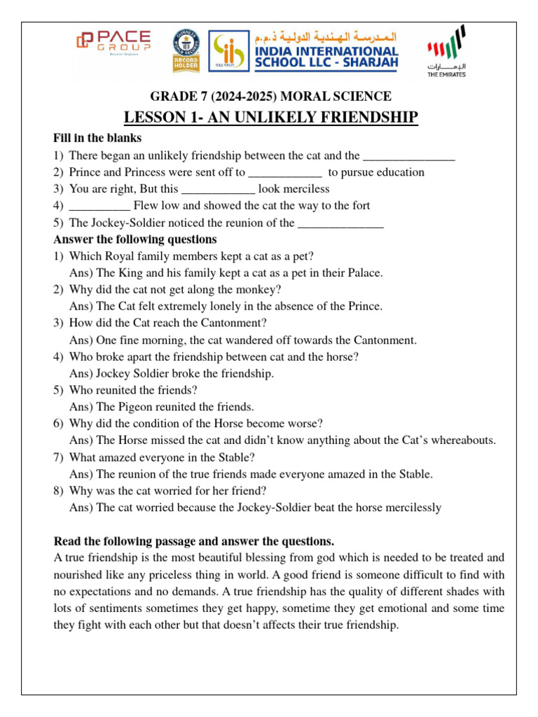 Unlikely Friendship: Grade 7 Lesson | PDF