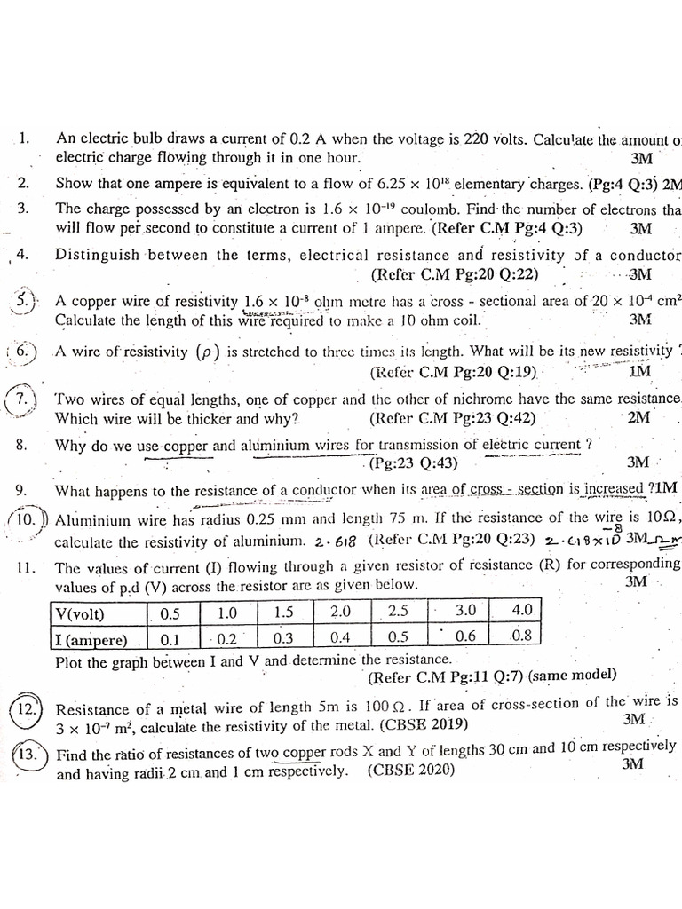 Physics Electricity Questions | PDF