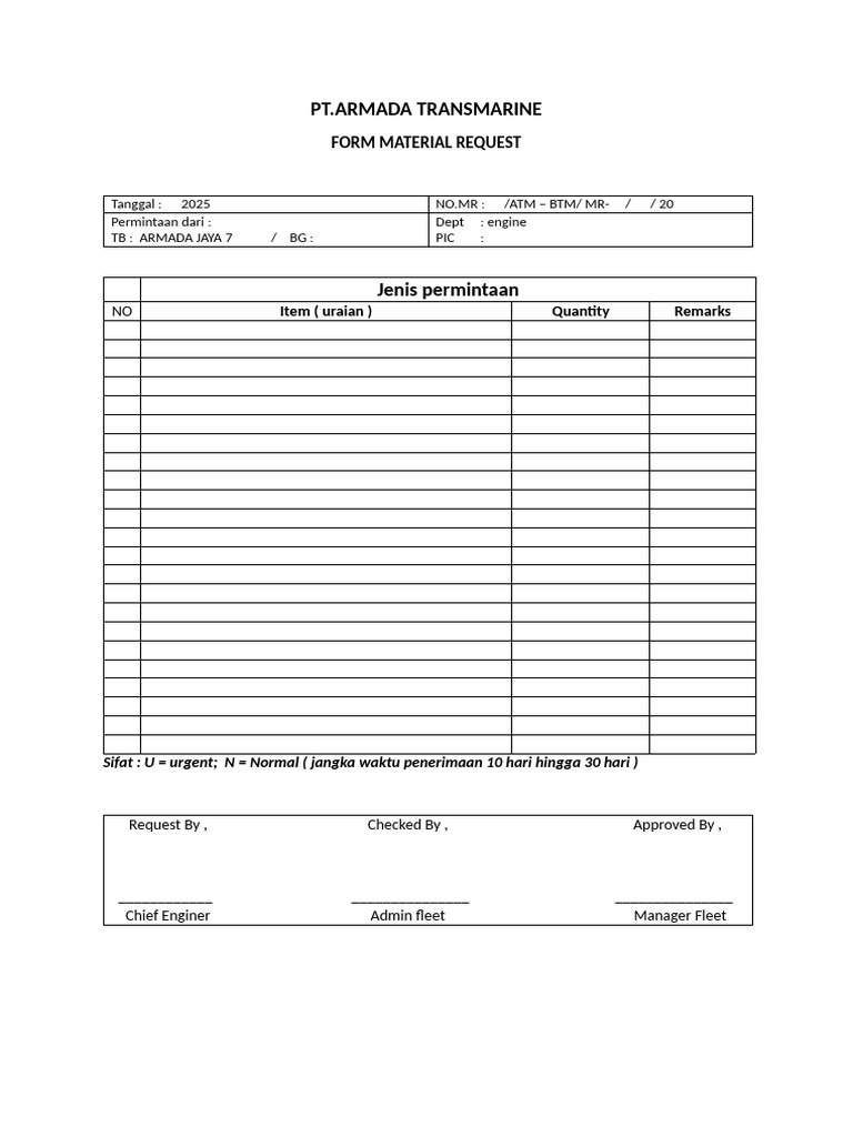 Form Request Kosong | PDF