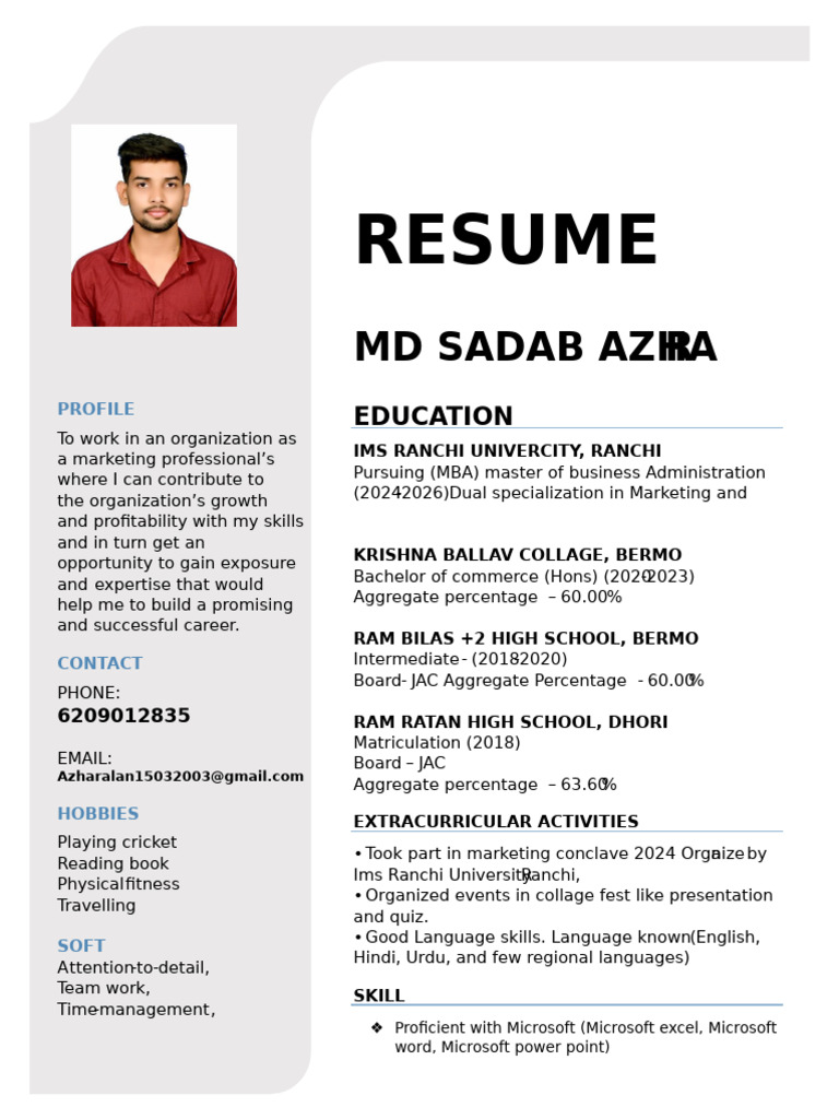MD Sadab Azhar Resume 2 | PDF