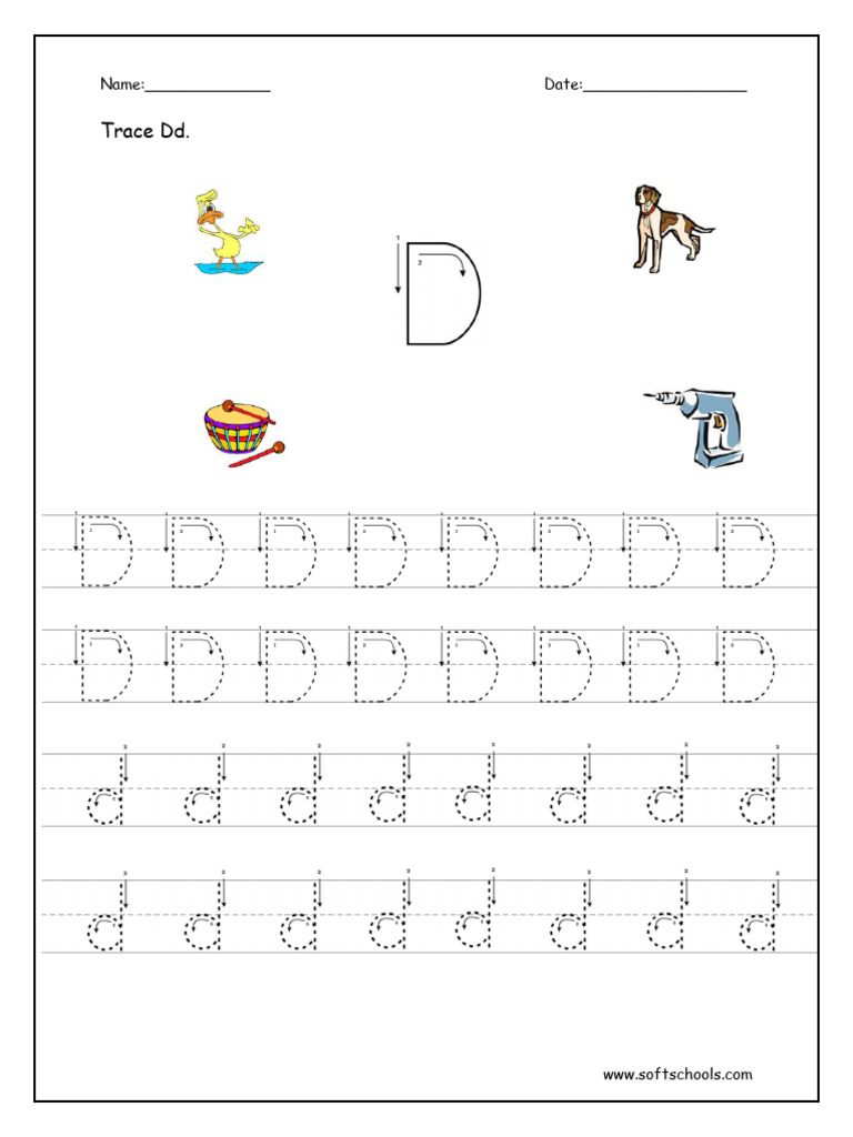 Letter D Worksheet 4 1 Trace | PDF