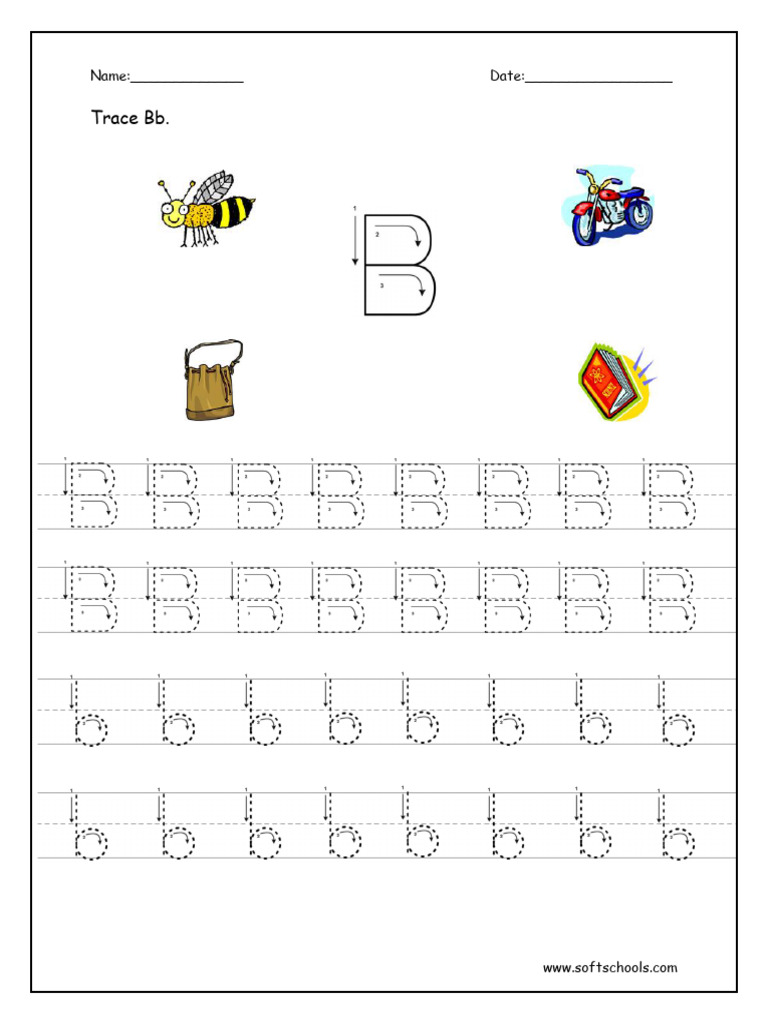 Letter B Worksheet 4 1 Trace | PDF
