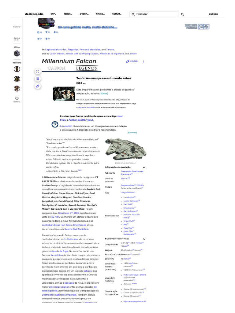 A História da Millennium Falcon | PDF | Han solo | Elementos de ficção