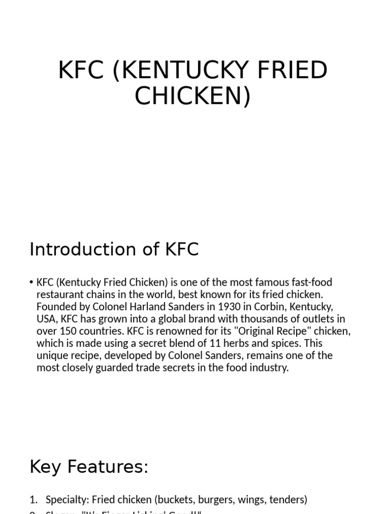 KFC (Kentucky Fried Chicken) | PDF