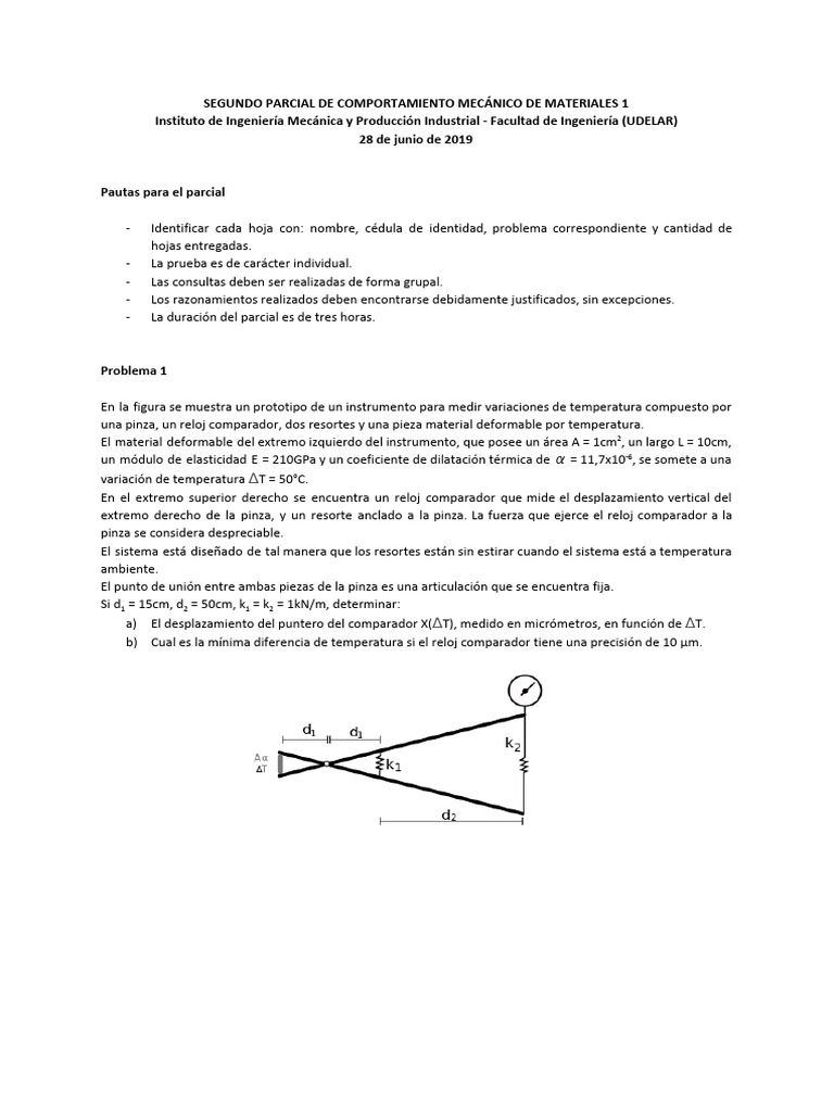 Segundo Parcial CMM1 2019 - Letra | PDF | Temperatura | Reloj