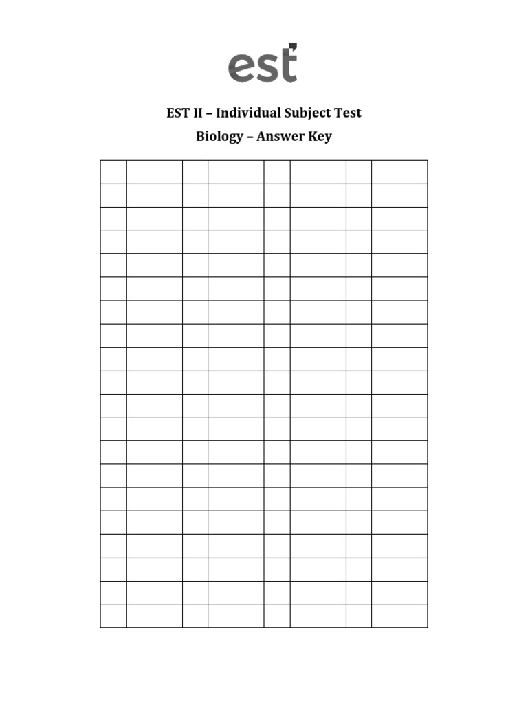 EST II Biology Answer Key October 2024 | PDF