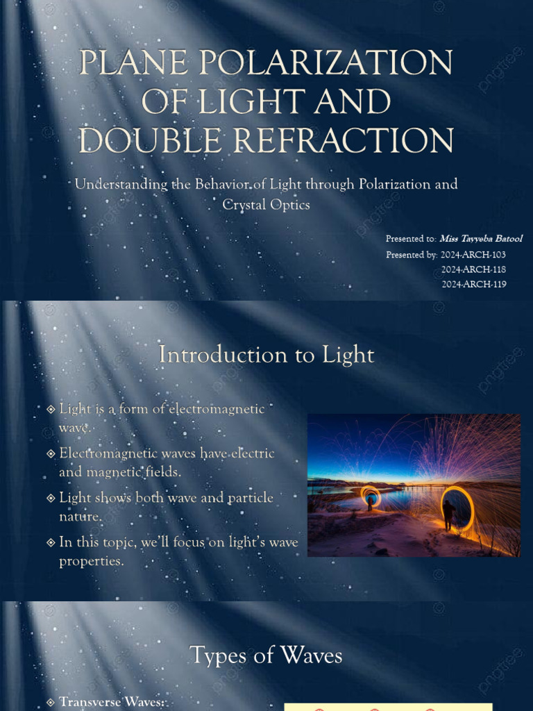 Plane Polarization of Light and Double Refraction | PDF | Polarization ...