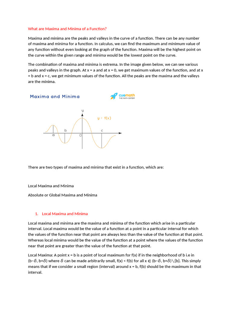 What Are Maxima and Minima of A Function | PDF | Mathematics | Analysis