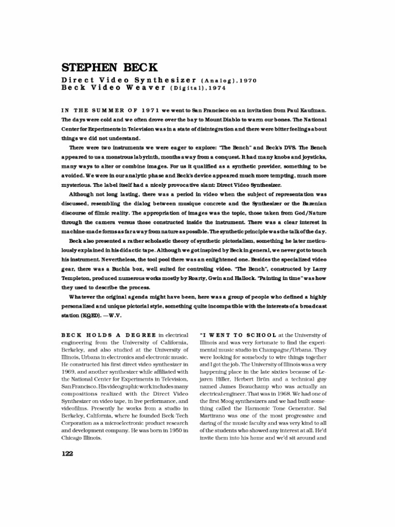 Stephen Beck's Video Synthesizers History | PDF | Rgb Color Model ...