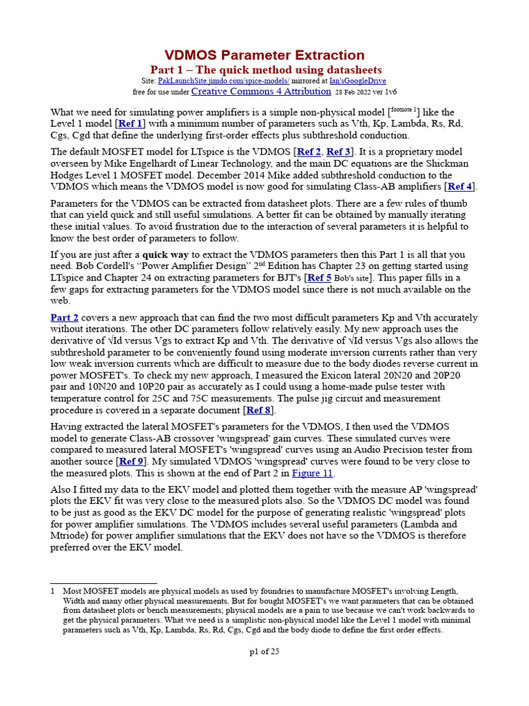 Hegglun VDMOS Parameter Extraction Part 1 | PDF | Mosfet | Comma Separated Values