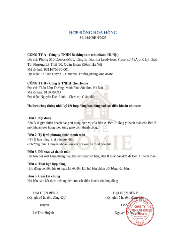 Mau Hop Dong Bang Ke Bien Ban Hoa Hong | PDF