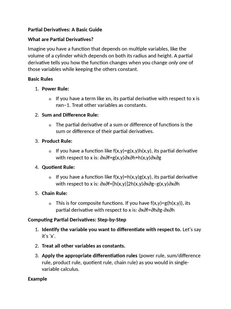 Partial Derivatives | PDF