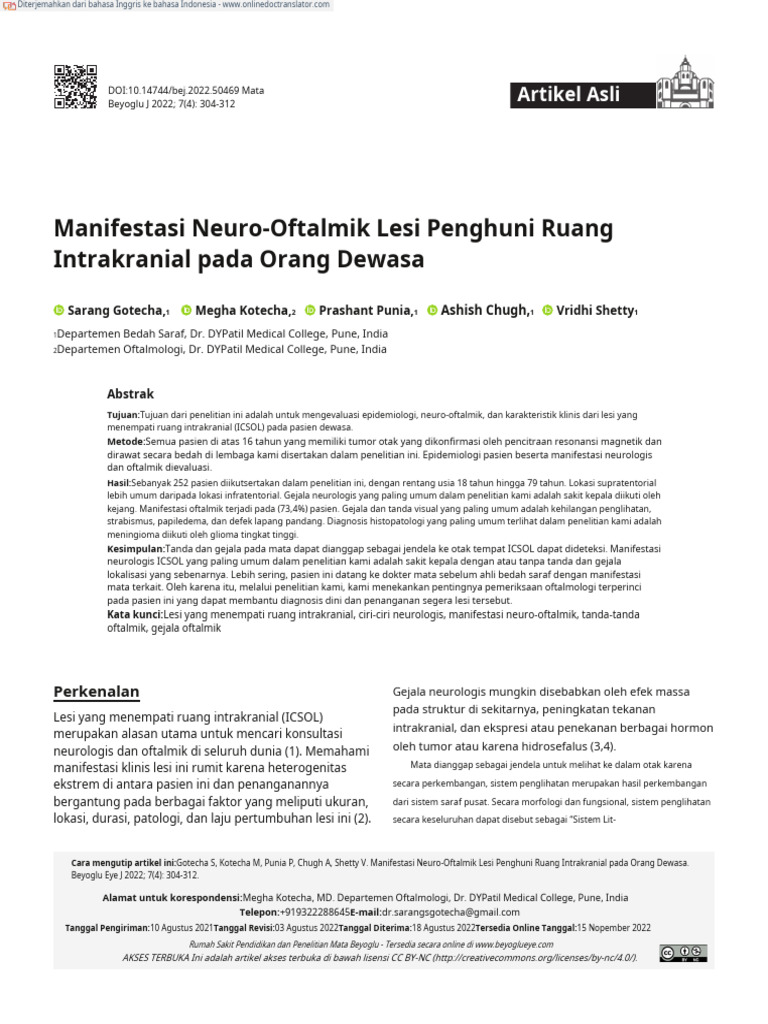 Neuro-Ophthalmic Manifestations of Intracranial SOL - En.id | PDF