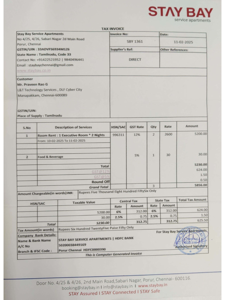 Accomodation Expense | PDF