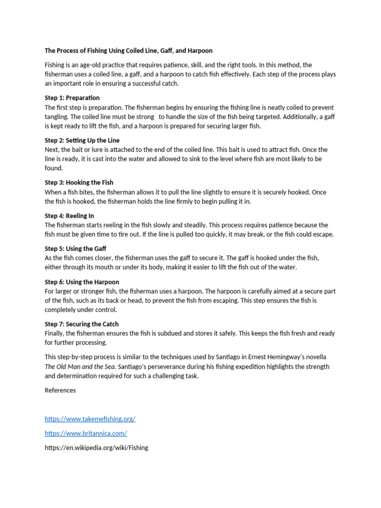 The Process of Fishing Using Coiled Line | PDF