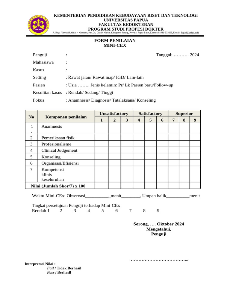 Lembar Penilaian - Mini-Cex | PDF