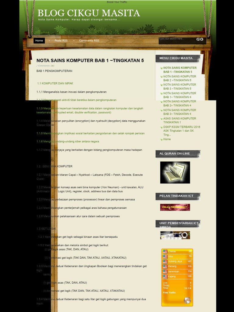 Nota Sains Komputer Bab 1 Tingkatan 5 | PDF