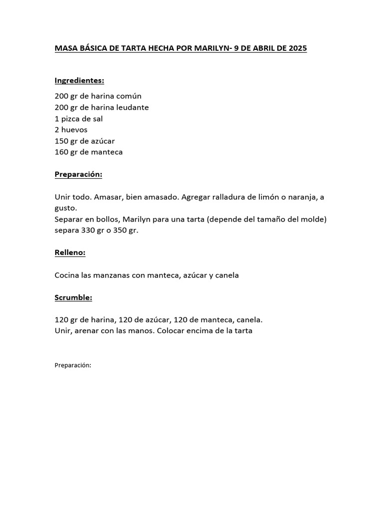 Masa Básica de Tarta Hecha Por Marilyn | PDF