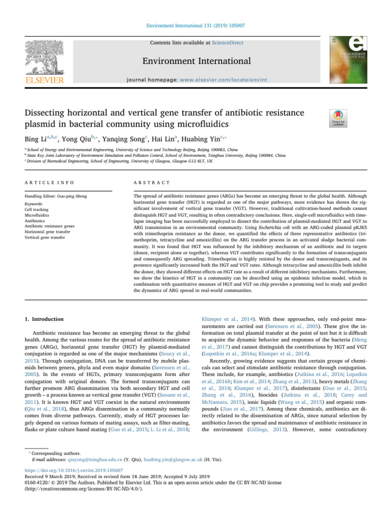 Dissecting Horizontal and Vertical Gene Transfer of Antibiotic ...