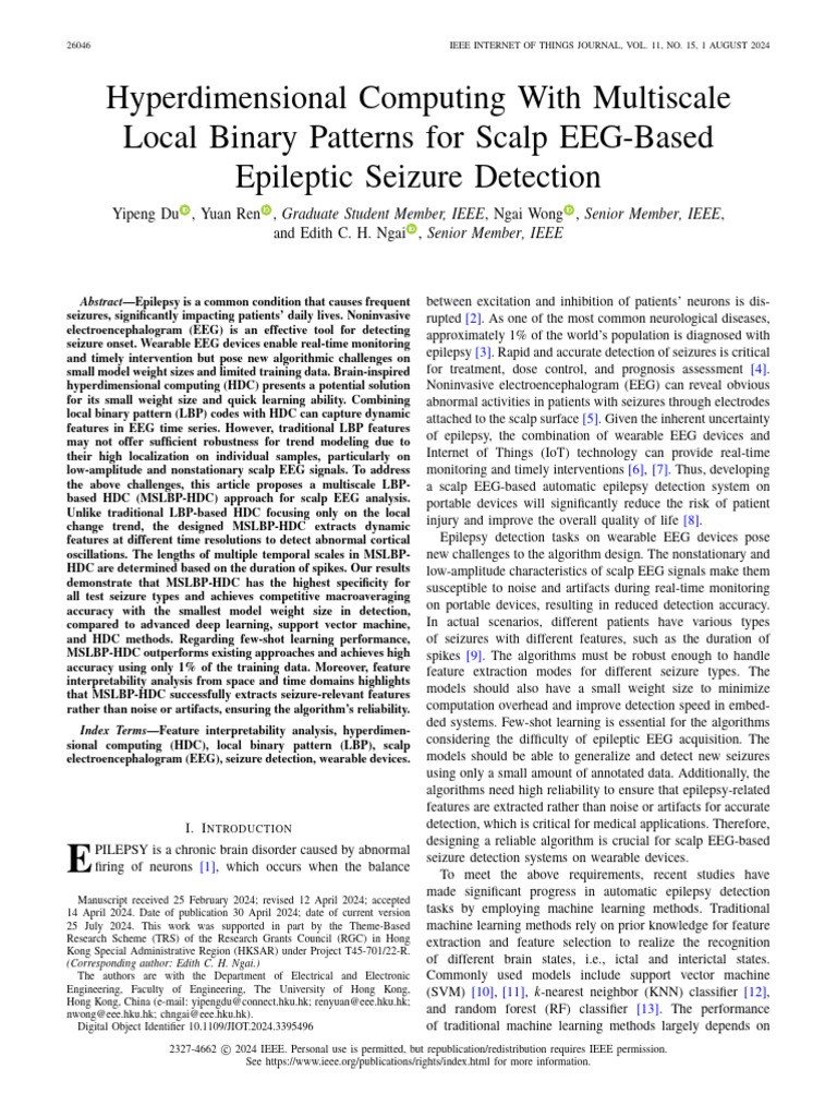 Hyperdimensional Computing With Multiscale Local Binary Patterns For Scalp EEG-Based Epileptic ...