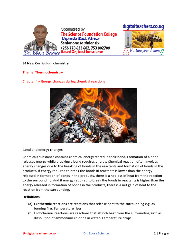 S4 New Curriculum Chemistry Chapter 4 - Energy Changes During Chemical Reaction | PDF | Chemical ...