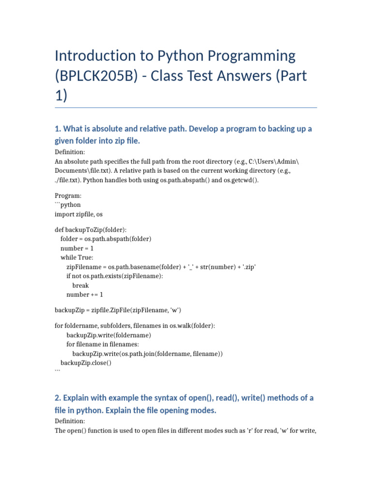 BPLCK205B Class Test Answers Part1 | PDF