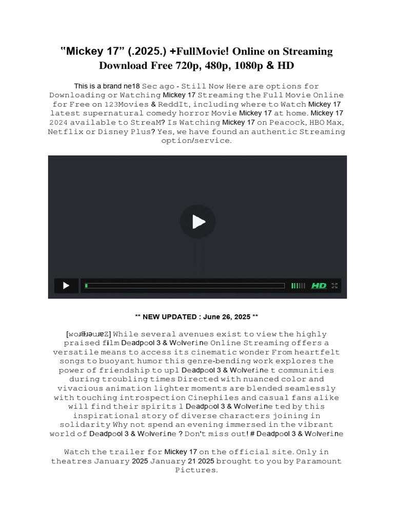 Mickey 17 Streams Us2 | PDF
