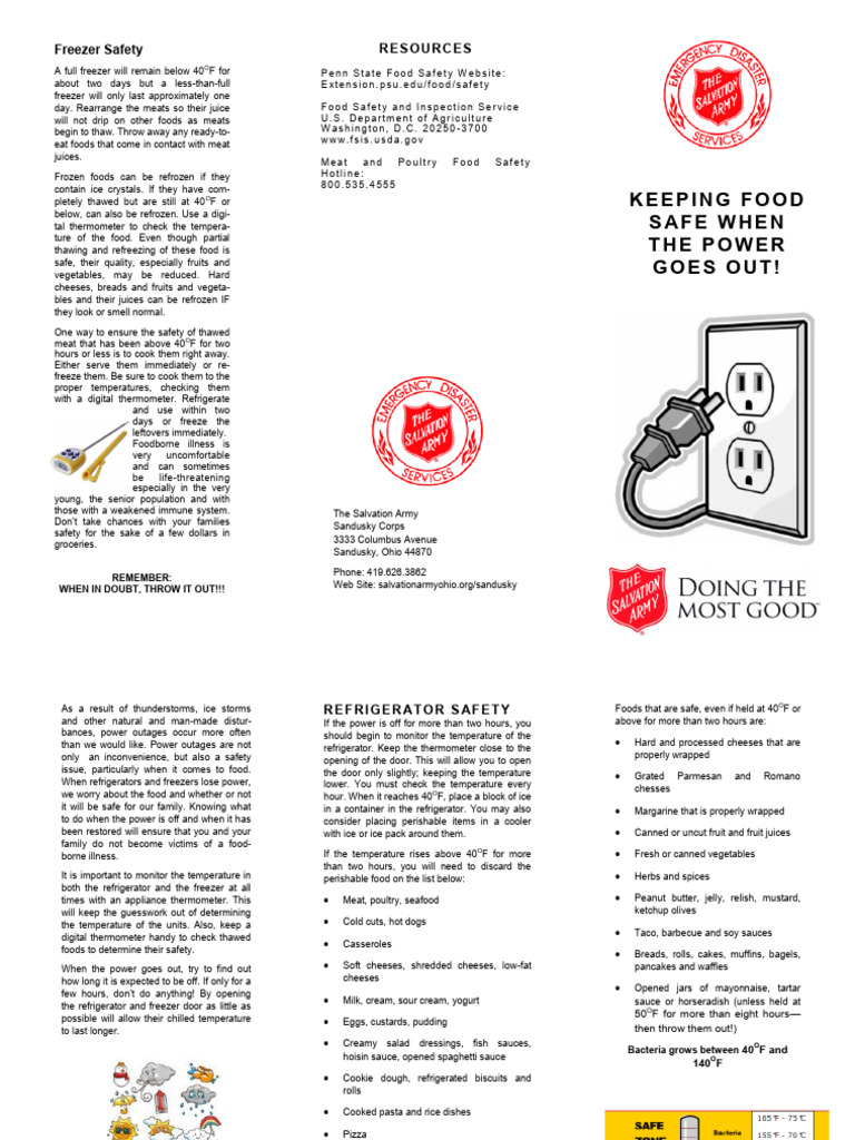 Food Safety Tips During Power Outages | PDF | Sauce | Refrigerator