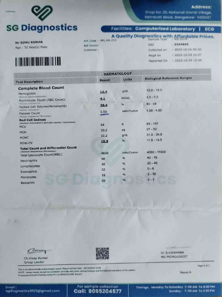 Blood Test Report | PDF