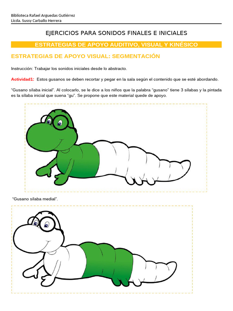 Sonido Inicial y Final Carteles Actividad | PDF