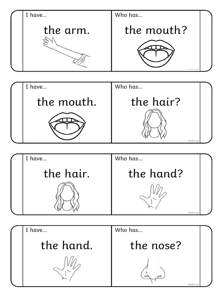 Parts of The Body Loop Cards | PDF
