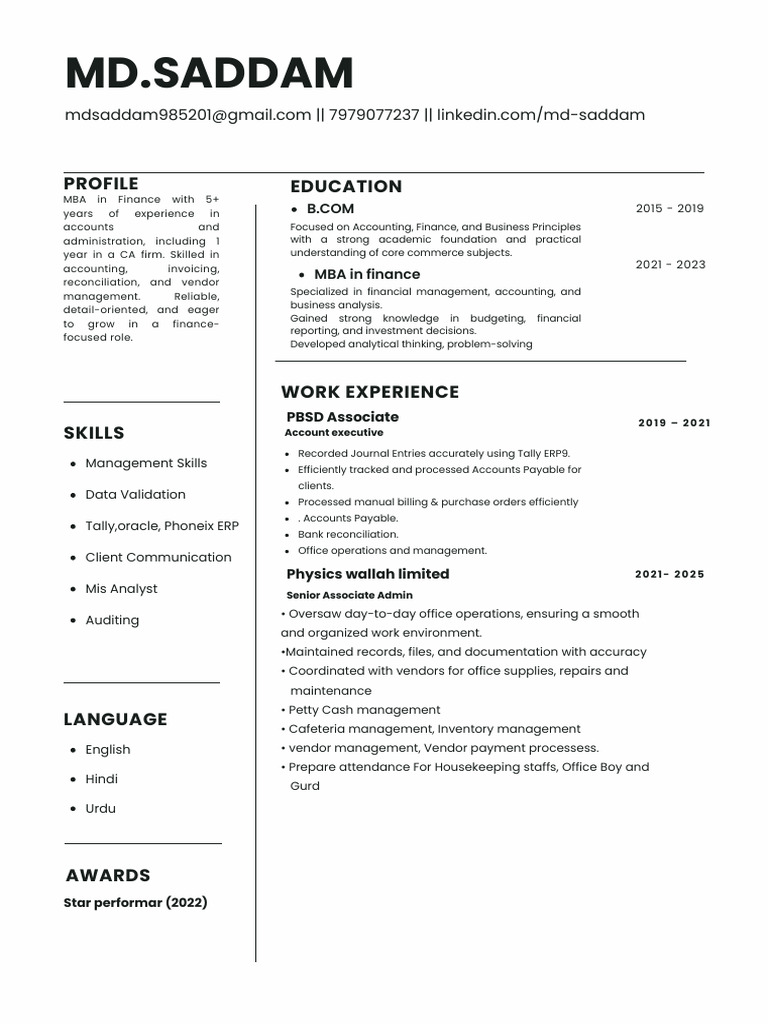 Saddam Resume - AP Executive | PDF | Accounts Payable | Business