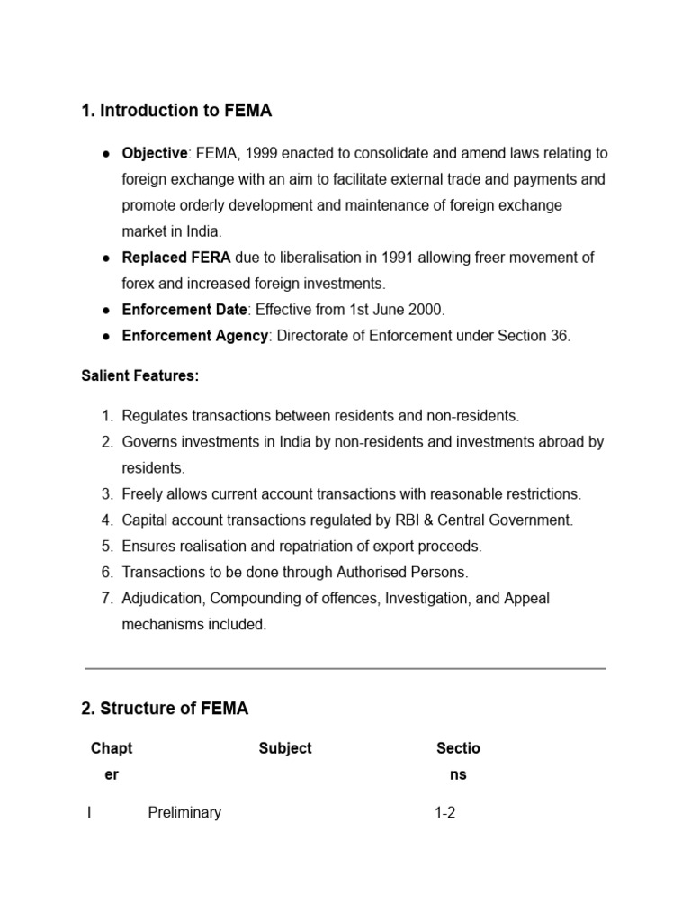 Fema Notes Spom CA Final Law | PDF | Foreign Exchange Market | Private ...