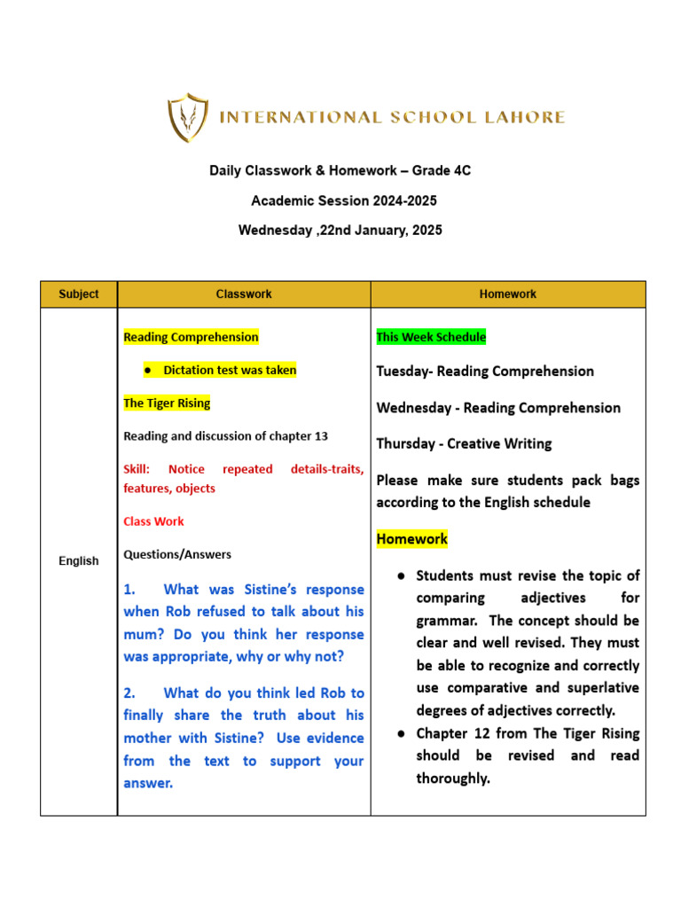 Grade 4C - Daily Classwork - Homework-4 | PDF