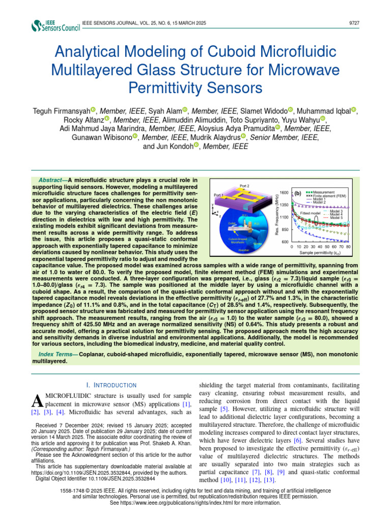 Analytical Modeling of Cuboid Microfluidic Multilayered Glass Structure For Microwave Permi ...