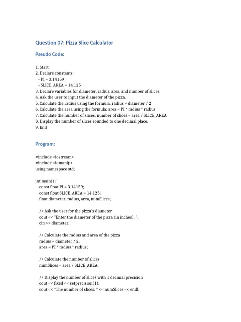 Pizza Slice Assignment 07 | PDF